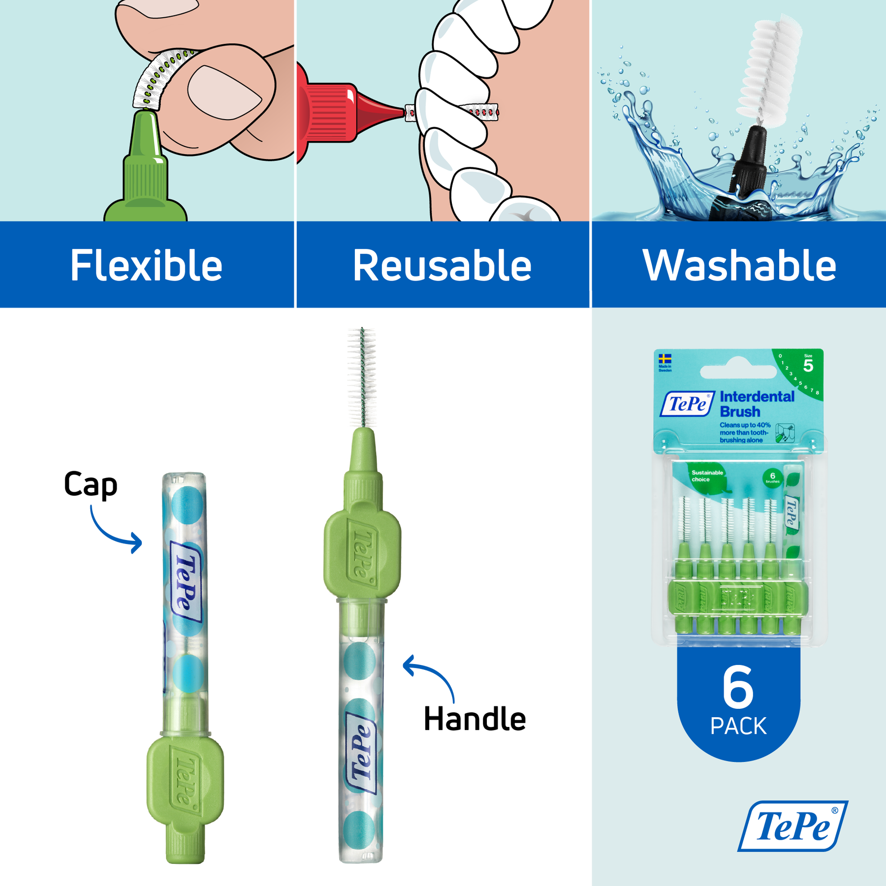 TePe® Interdental Brushes Original Green - 0.8 mm (ISO 5) – TePe Oral ...