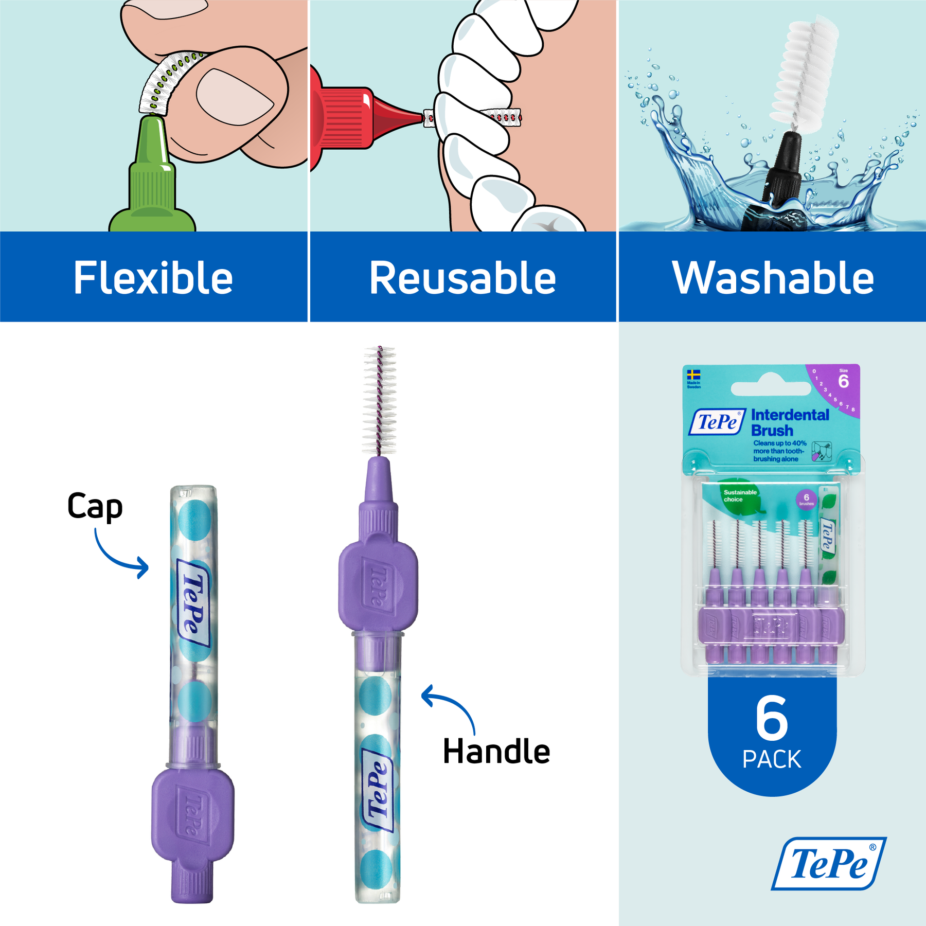TePe® Interdental Brushes Original Purple - 1.1 mm (ISO 6) – TePe Oral ...