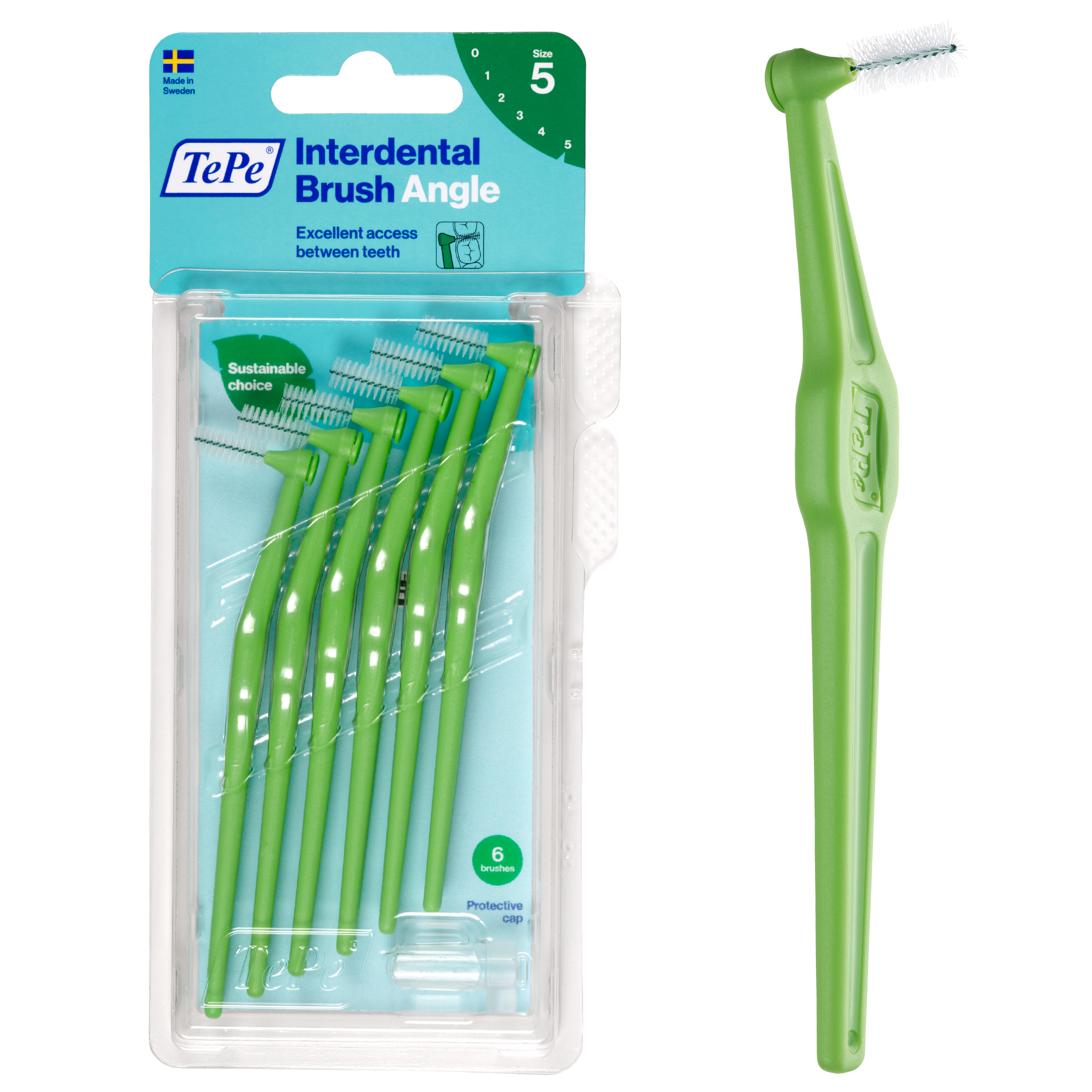 TePe Angle™ Interdental Brushes Green - 0.8 mm (ISO 5) – TePe Oral ...